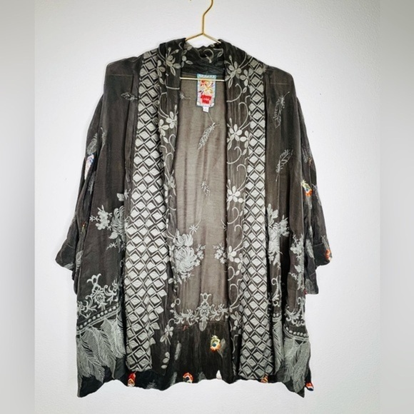 Johnny Was | Sweaters | Johnny Was Kimono Caftan Feather Floral Grey ...